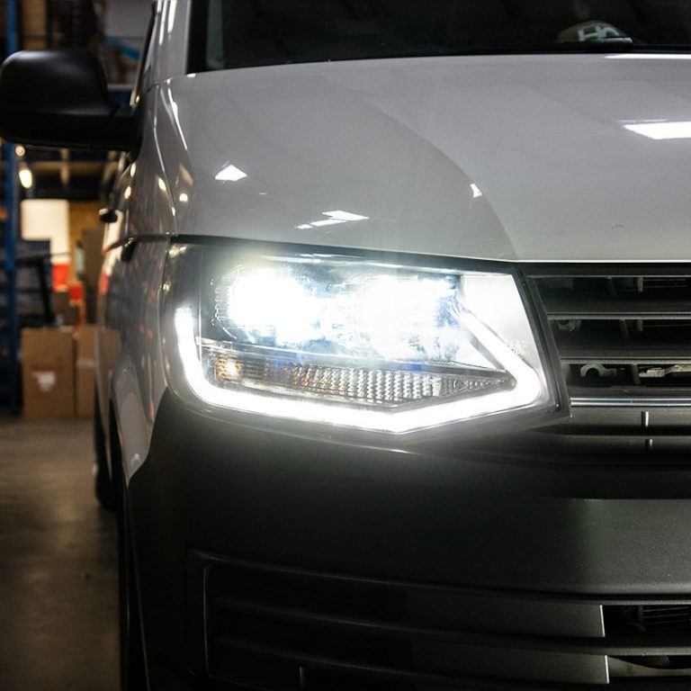 VW T6 LED DRL Headlights - Black & Chrome | Transporter HQ