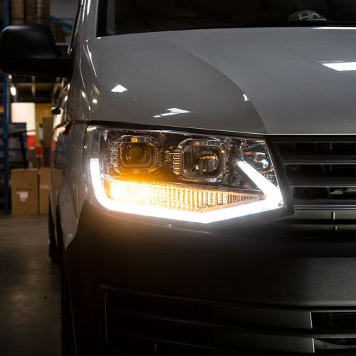 VW T6 LED DRL Headlights - Black & Chrome | Transporter HQ