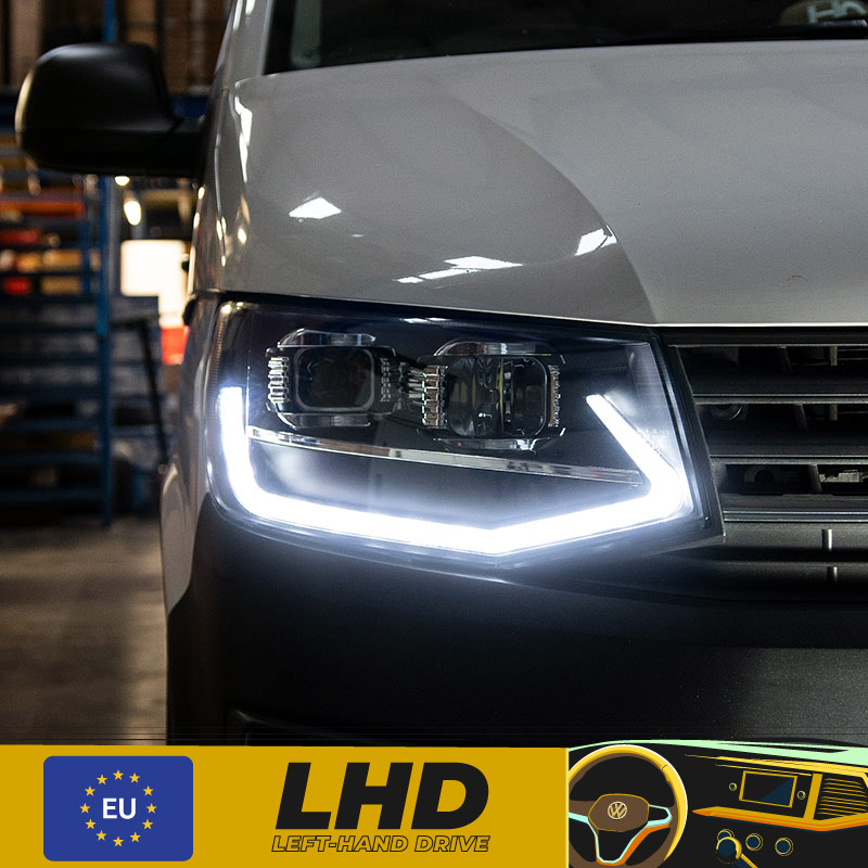 VW Transporter T6 Headlights - V3 - LED - Black | THQ