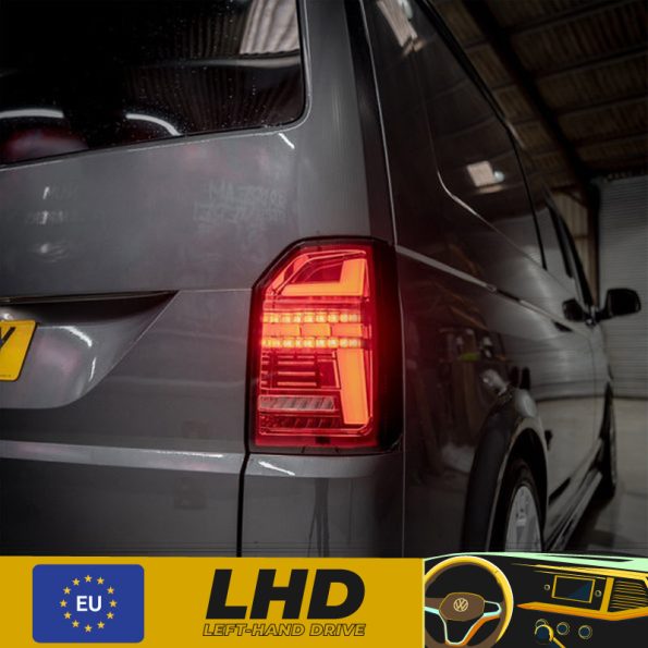 VW T6 LED Rear Lights - Red Clear - T6.1 Style | Transporter HQ